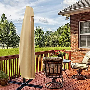 GERYMU Umbrella Covers for Outdoor Umbrellas Patio Umbrella Cover Large Cantilever Umbrella Covers 600D Waterproof and Dustproof Patio Umbrella Cover for 7-11 Feet Offset Outdoor Umbrellas Khaki