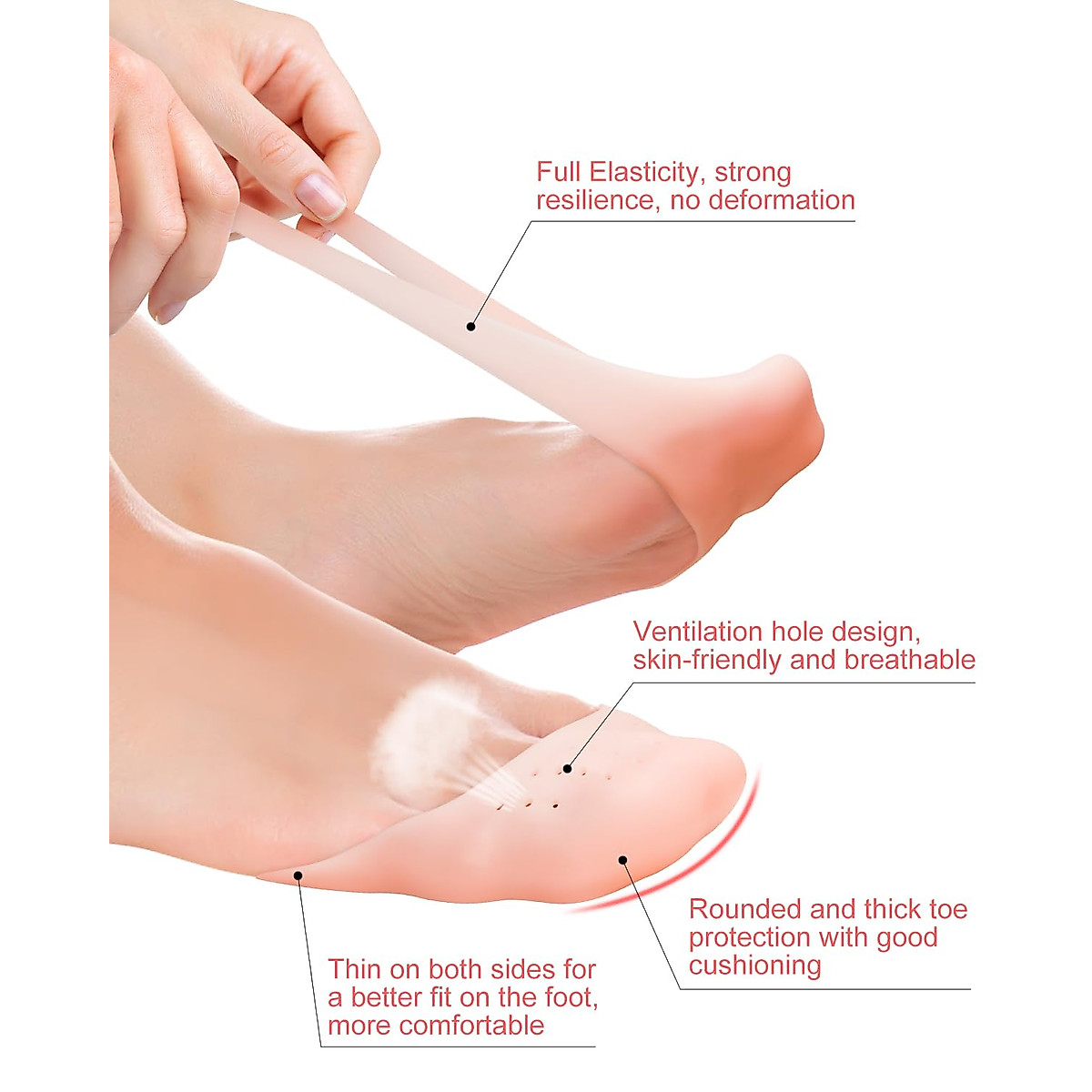 8Pcs BLATOWN Silicone Toe Protectors Toe Covers for Women Men Shoe Filling, Gel Toe Pads Toe Cushions with Breathable Hole for Pain Relief Fit for High Heel, Ballet, Point Shoes (Beige)