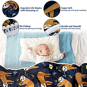 Sloth Blanket Throw Kid Blanket Super Soft Cute Cartoon Sloth Gifts for Kids Adults Sloths Lovers Lightweight Flannel Throw Blanket for Chair Couch Bed Sofa 47x60 inch…
