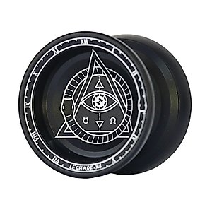 Professional Responsive Yoyo, Aluminum Yo Yo for Kids Beginner, Replacement Unresponsive Ball Bearing for Advanced Yoyo Players + 1 Glove + 5 Yoyo Strings (Black)