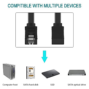 BENFEI SATA Cable III, 3 Pack SATA Cable III 6Gbps Straight HDD SDD Data Cable with Locking Latch 18 Inch Compatible for SATA HDD, SSD, CD Driver, CD Writer - Black