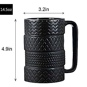 EPFamily Ceramic Tire Coffee Mug for Men Gifts from Daughter Son Novelty Tea Mug for Dad Birthday Christmas Holiday Housewarming Mechanic Gifts for Car Lovers