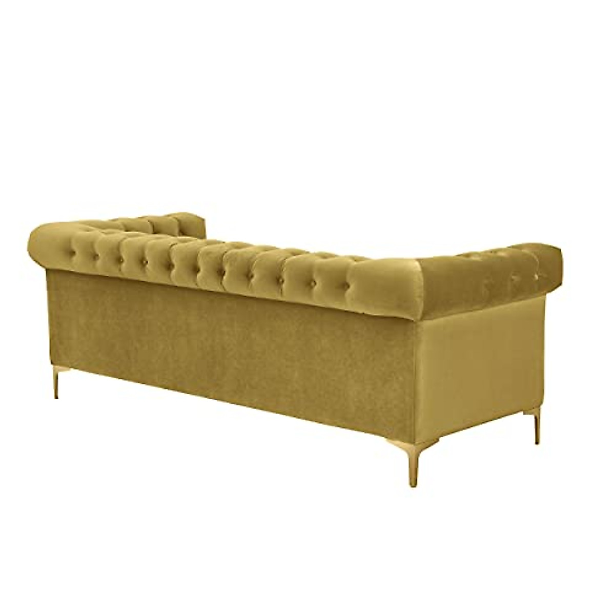 Iconic Home Gold/COGNAC Gold Bea Velvet with Nail head Trim Tone Metal Sofa