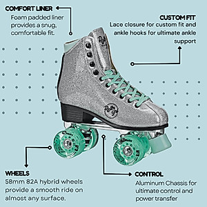 Rollr GRL Astra Glitter Roller Skates - Women's Silver/Black Size 11