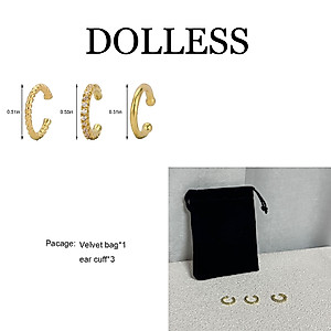 Ear Cuff Earrings for Women Cubic Zirconia Hoop Huggie Ear Cuffs for Women Non Piercing (Gold)