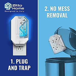 Zitto Home Fly Trap Indoor Starter Kit (1 Device & 1 Refill), Long Lasting Indoor Fly Trap for Home, Captures Flies, Moths, Fruit Flies, Gnats, Flying Insect Trap Indoor Plug in 24/7 UV Light