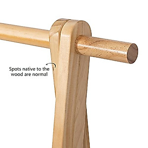 Clikuutory Kids Garment Rack, Kids Clothes Rack for Hanging Clothes, Baby Freestanding Clothing Rack with Storage Shelf & Hanging Rod, Stable Triangular Frame, 100% Natural Pine Wood, Dress up Rack