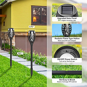 BONLION Solar Outdoor Lights, 10 Pack Solar Torch with Flickering Flame Waterproof, Solar Powered Garden Lights, LED Flame Pathway Torches Lights for Yard, Patio, Outside Landscape Décor