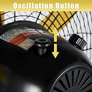HiCFM 5000 CFM 20 inch High Velocity Pedestal Oscillating Fan with Powerful 1/5 Motor, 9ft Power Cord, Oscillation, Metal Body with Wheels for Garage, Commercial or Industrial - UL Safety Listed