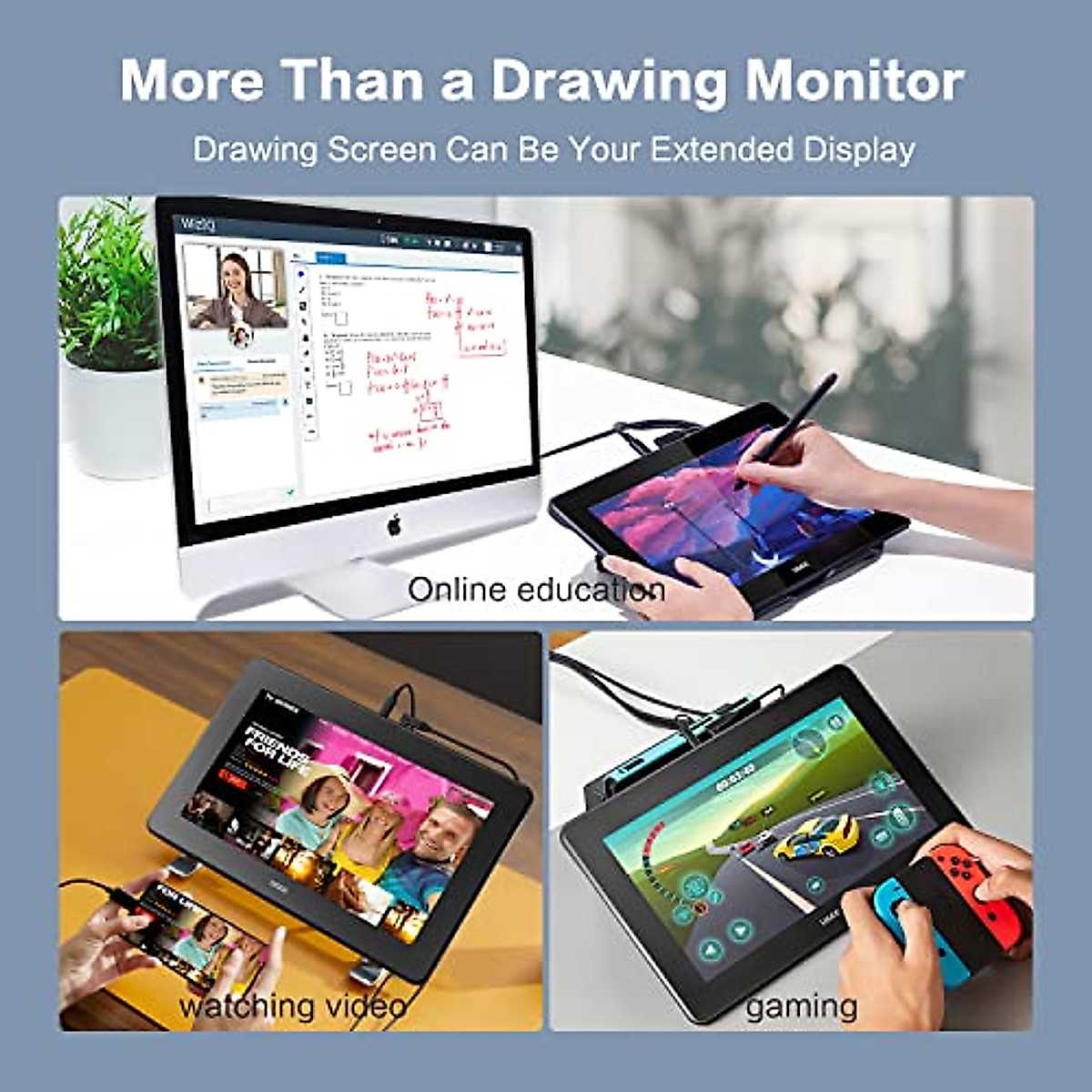 UGEE 15.4 Inch Drawing Tablet with Screen, 127% sRGB Full Laminated Graphics Monitor, 8192 Levels Battery-Free Stylus with Digital Eraser, Pen Display Support for Android Phone & Windows/Mac/Chrome OS