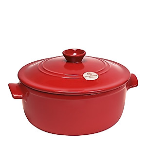 Emile Henry Flame Round Stewpot Dutch Oven, 5.5 Quart, Burgundy