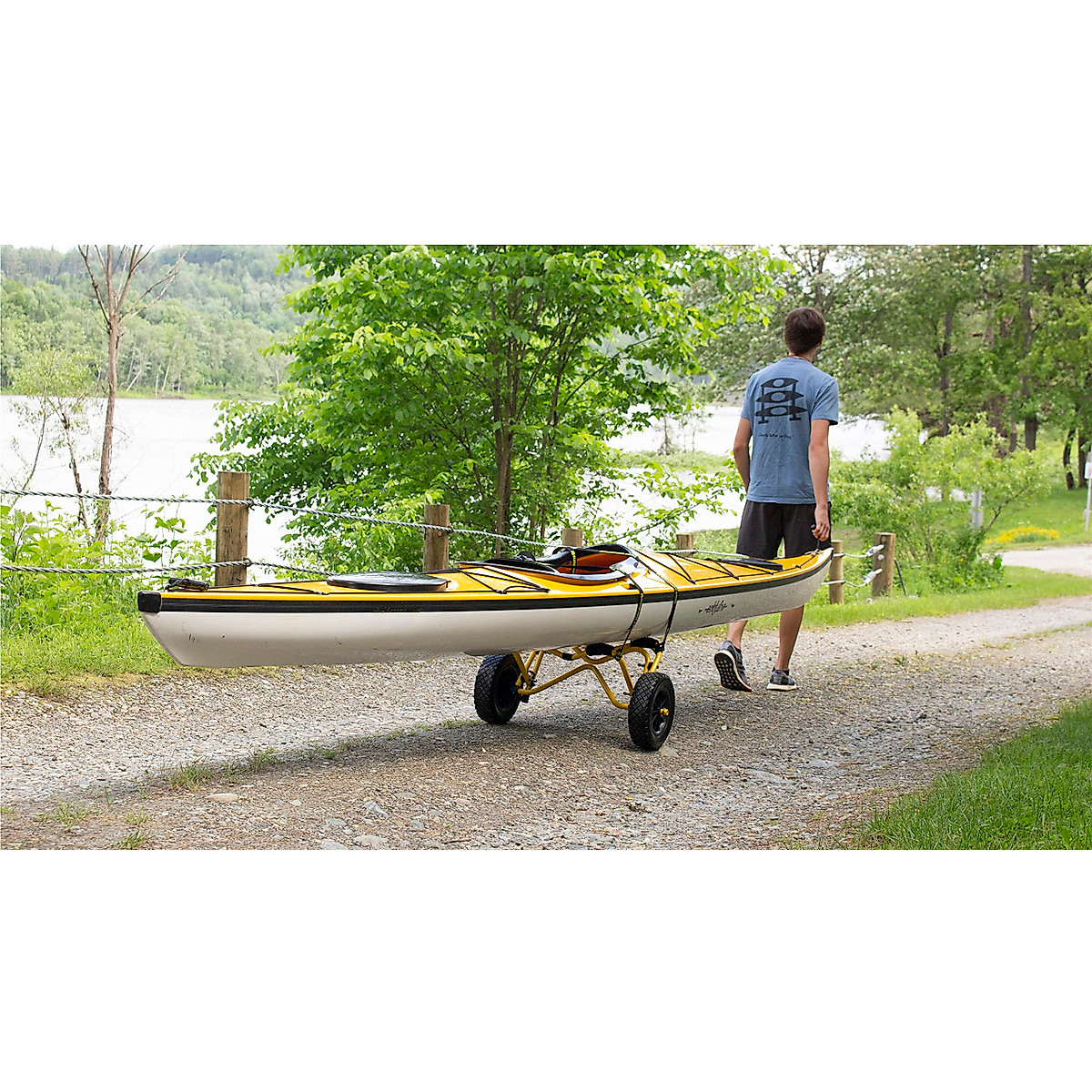 Suspenz Kayak Canoe Transport Trailer, DLX Kayak Cart, Trolley with Airless Wheels and Straps, Weight Capacity 150 lbs, (22-0044)