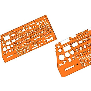 360 TACTICAL Standard Graph Template Stencil with Military Marking Symbols for NATO Army Drawing and Drafting on Map #8353 (Pack of 2 - Scale & Markers)
