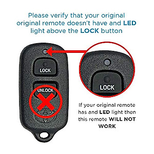 Keyless2Go Replacement for New Keyless Entry Remote Car Key Fob 3 Button FCC HYQ12BBX HYQ12BAN