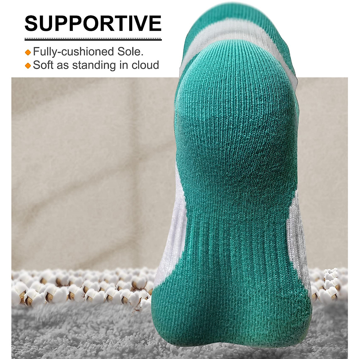 BULLIANT Socks For Women 6Pairs-Womens Athletic Ankle Socks No Show Cushioned for Walking Running-Compression Arch Support(6Pairs,Shoes Size:Women 6-8)