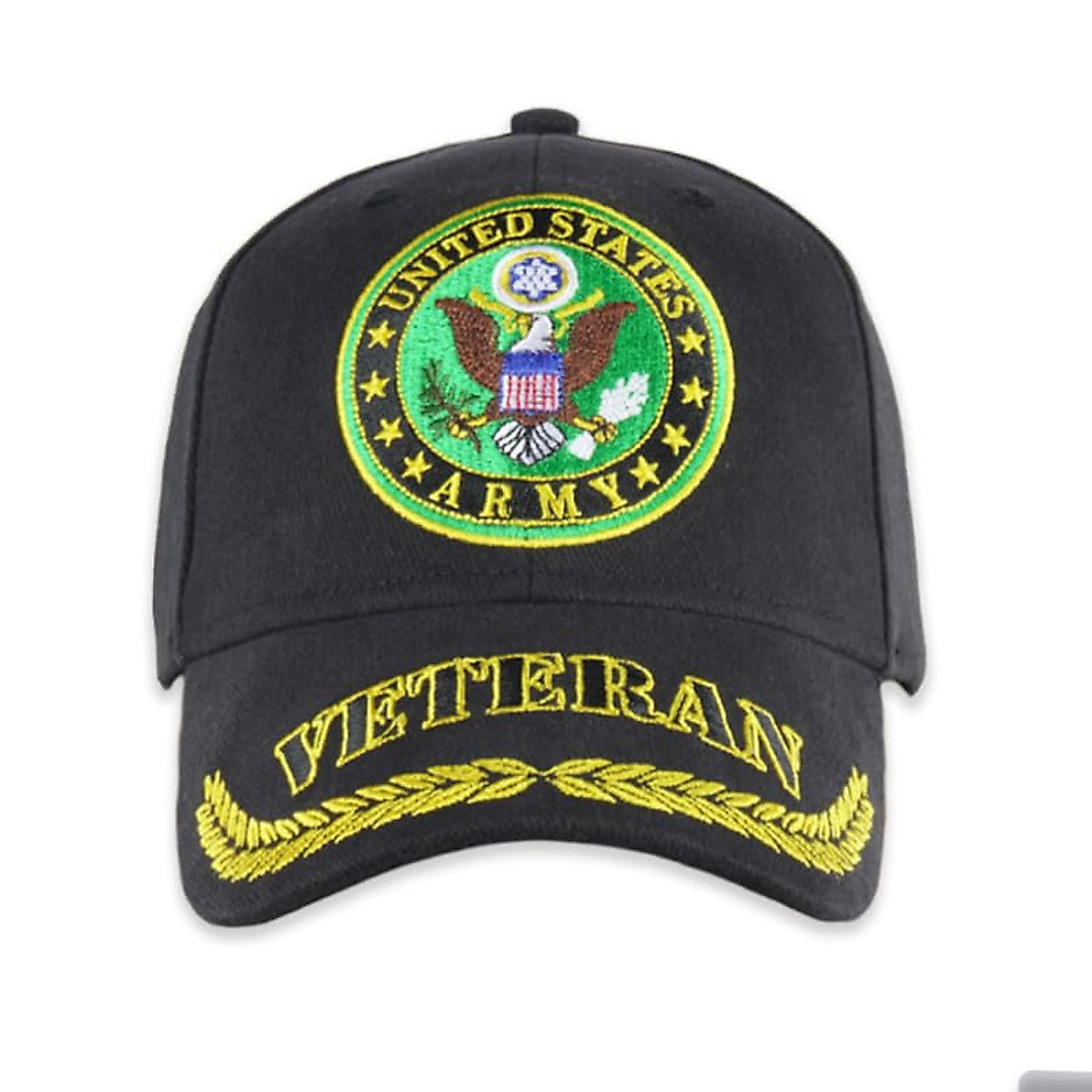 US Army Veteran Hat for Men and Women,Officially Licensed Product, Adjustable Strap Baseball Cap - Embroidered Army Baseball Cap Beautifully Stitched Lettering on Front and Back (Black)