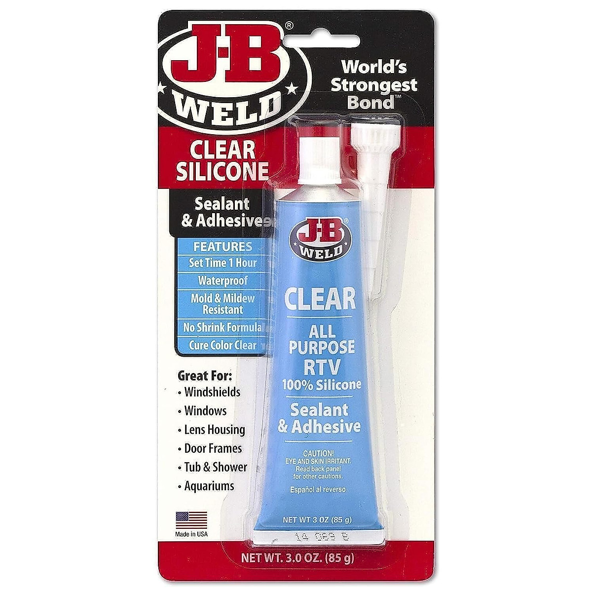 J-B Weld 31310 All-Purpose RTV Silicone Sealant and Adhesive - 3 oz. - Clear