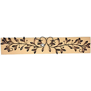 Bellaa 21956 Metal Wall Decor Over The Door Window Olive Branch Leaf Scroll Wrought iron Plaque Hanging Art Boho Home Decor Garden Patio Farmhouse Ranch Floral Accents 48 inch