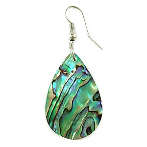 Swimmi Iridescent Paua Abalone Shell Earrings, Teardrop Natural Abalone Earrings for Women, Handmade Dangle Drop Seashell Earrings Fashion Jewelry BA196