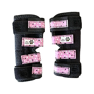 Paw Empire - Pair of Dog Leg Braces, Ultra Supportive, Comfortable, Dual Metal Springs, Canine Hock Brace for Joint Arthritis, Assists Injury & Sprains (Pink Stars, Large)