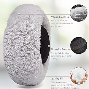 Extra Small Dog Bed Cute Grey Dog Bed Washable 19 inches Donut Fluffy Small Pet Beds,Calming Anti Anxiety Round Fits up to 10 lbs Soft Warm Pets Beds for Puppy Dogs Indoor