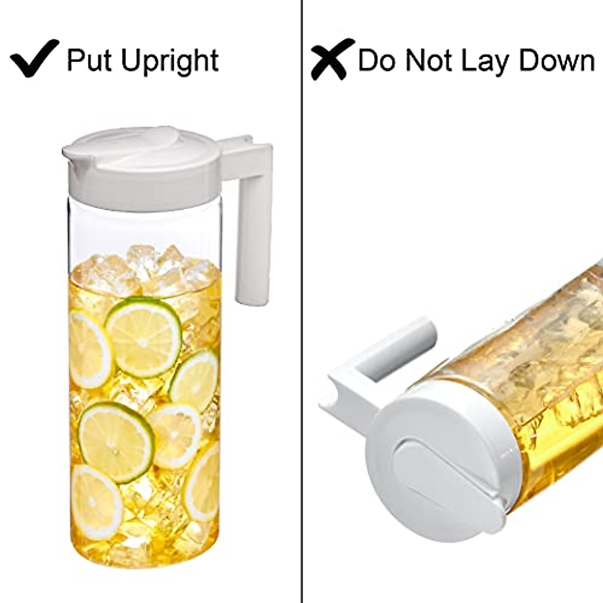 Amazing Abby - Skinny - Tritan Pitcher (64 oz), Unbreakable Plastic Pitcher with Lid, BPA-Free, Heat-Resistant, Dishwasher-Safe, Great for Both Iced and Hot Drinks, Indoors and Outdoors, White