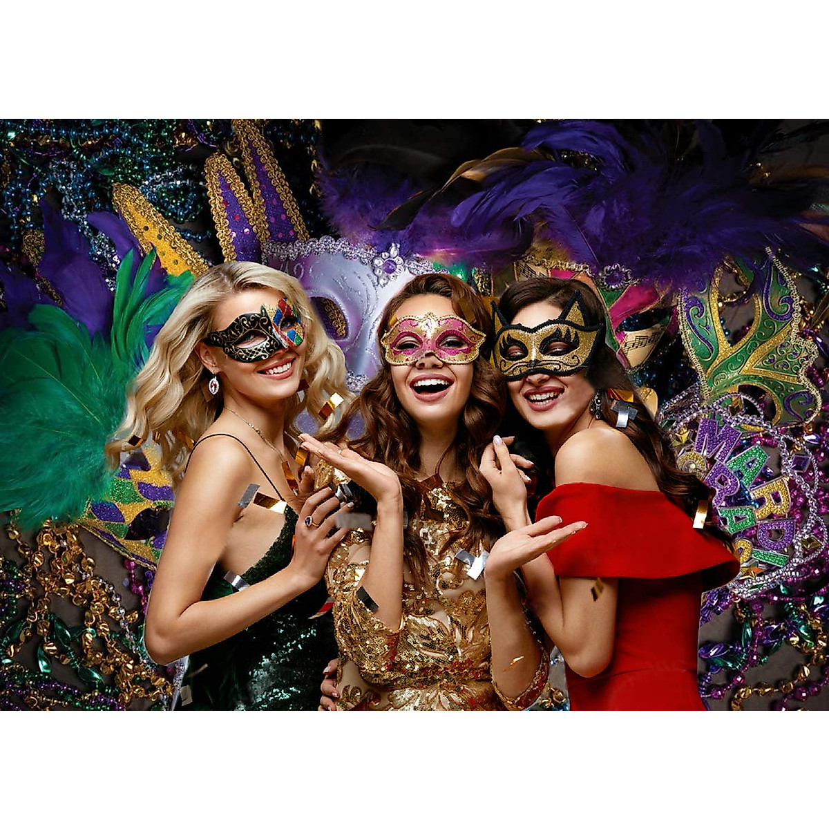CYLYH 7X5ft Venetian Mardi Gras Backdrop Masquerade Themed Party Photography Background Masquerade Birthday Decoration Venice Carnival Banner Backdrop D513