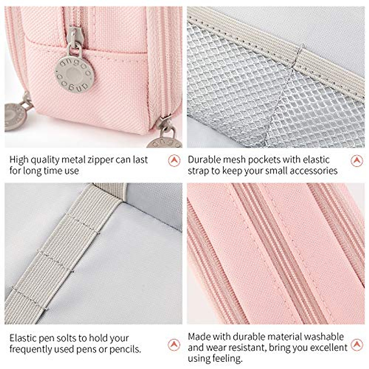 CICIMELON 2 Pcs Durable Pink Pencil Case Stationery Organizer Pencil Pouch Pen Bag