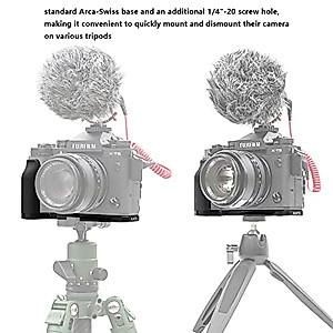 AUKTU X-T5 L-Shape Handgrip Grip for FUJIFILM XT5 Camera, Silicone Side Handle, Built-in Arca Swiss Plate, Extra 1/4"-20 Thread Hole(Black)