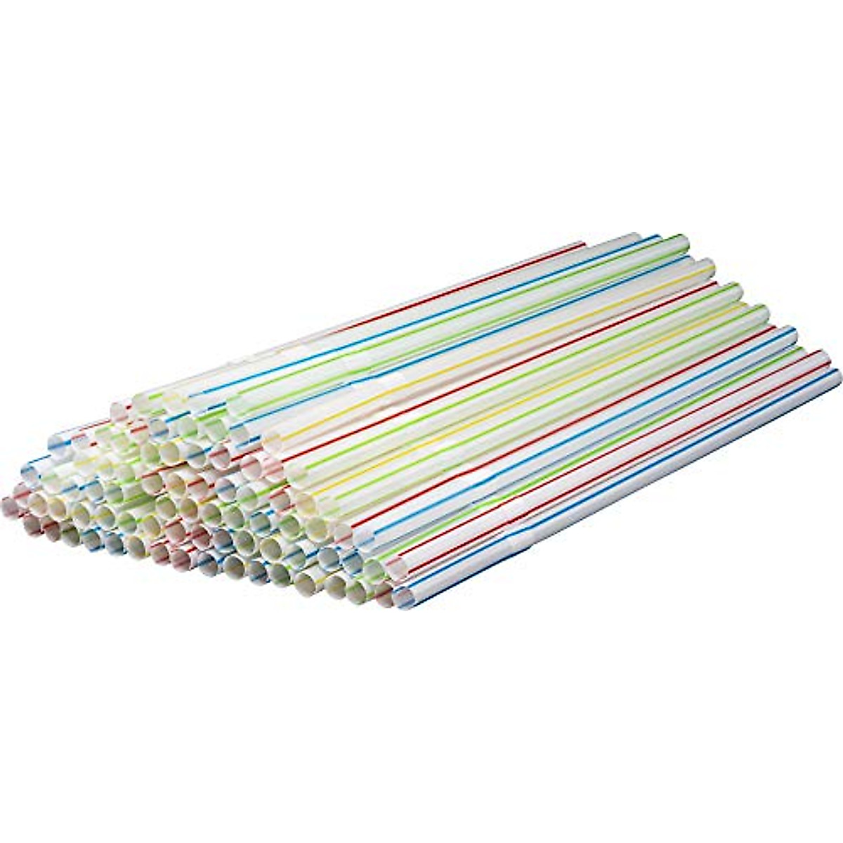 [250 Pack] Striped Flexible Plastic Drinking Straws Disposable Straw 8'' inches Tall Assorted Colors