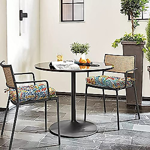 LVTXIII Indoor/Outdoor Square Tufted Wicker Seat Cushions Pack of 2, Patio Decorative Thick Chair Pads Seat Cushions Set for Patio Garden Home, 19”x19”x5”, Paisley Multi