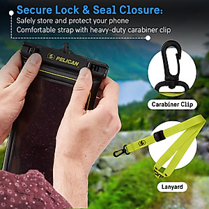 Pelican 2 Pack Marine - IP68 Waterproof Phone Pouch (XL Size) - Floating Waterproof Phone Case - iPhone 15 Pro Max/ 14 Pro Max/ 13 Pro Max/ 12/ S24 Ultra - Detachable Lanyard - Black / Hi-Vis Yellow