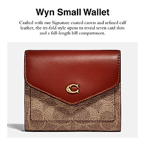 Coach Color-block Coated Canvas Signature Wyn Small Wallet, B4/Tan Rust, One Size