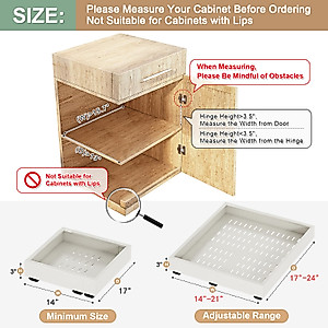 Pull out Cabinet Organizer,Width(14 "-21") and Depth(17"-24") Expandable With 3 Rails,Cabinet Roll out Drawers,No Drill Adjustable Slide out Drawers for Kitchen,Peel and Stick Pantry Pull out Shelves