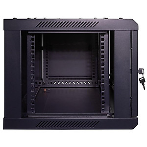 NavePoint 6U Server Cabinet Wall Mount Rack Enclosure Includes 2 Fans, Locking Glass Door, Removable Side Panels – 6U Network Cabinet 17.7” Deep, 19 Inch Server Rack for IT and A/V Equipment