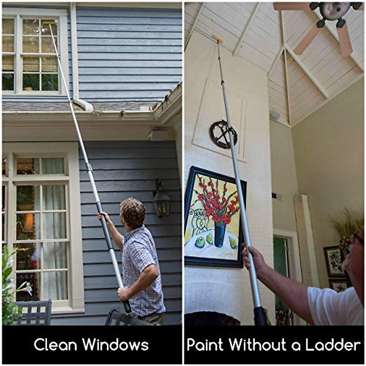 DOCAZOO DocaPole 30 ft Reach, 6 to 24 ft Telescoping Extension Pole | Multi-Purpose for Hanging Light Bulb Changer, Paint Roller, Duster, Window/Gutter Cleaning