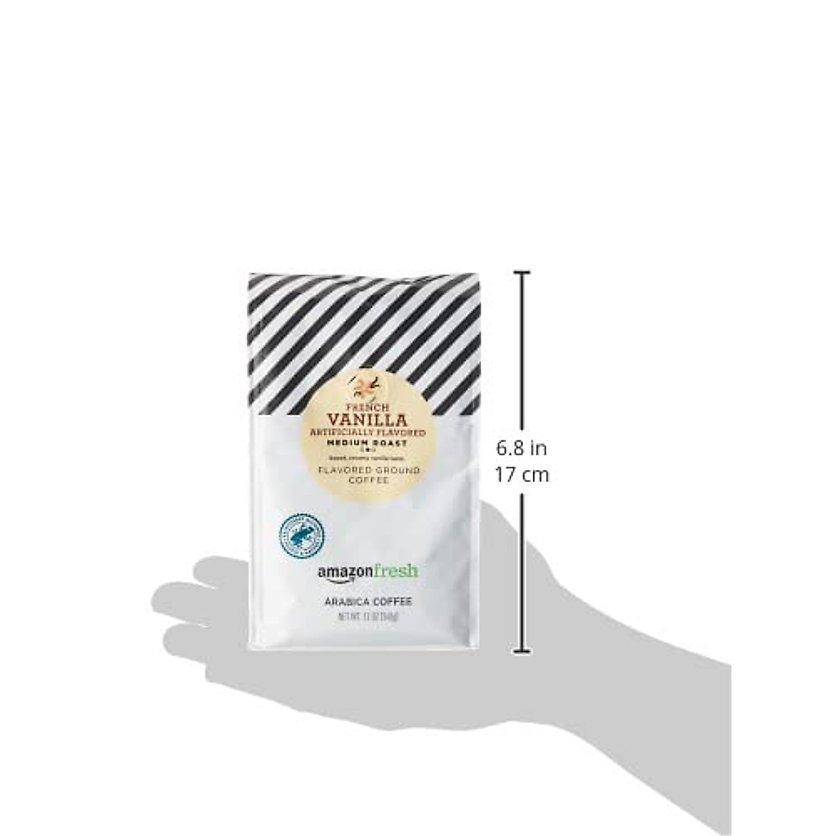 AmazonFresh French Vanilla Flavored Coffee, Ground, Medium Roast, 12 Ounce