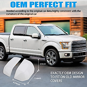 Oxford White Mirror Cover Caps Compatible with Ford F150 2015 2016 2017 2018 2019 2020 Door Rear View Upgrade