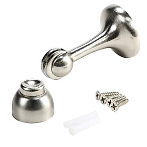 Rok Hardware Magnetic Door Stop Holder 3 Inches (Brushed Nickel, 1 Pack)