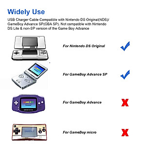CSTESVN Gameboy Advance SP USB Charger Cable, GBA SP Charger USB Cable for Nintendo DS Original Console(NDS)/ Gameboy Advance SP (GBA SP) USB Power Charger Cable 3.9ft