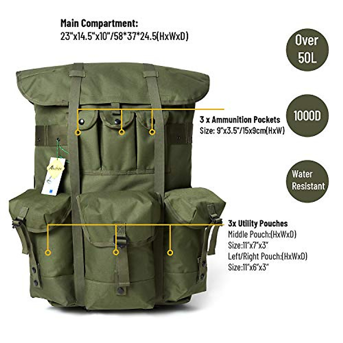 MT Military Alice Pack Army Survival Combat ALICE Rucksack Backpack