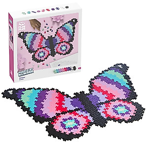Plus Plus Puzzle By Number, 800 Piece Mini Interlocking Hashtag Color Blocks, 3D Pixel Art Kit for Kids - Butterfly