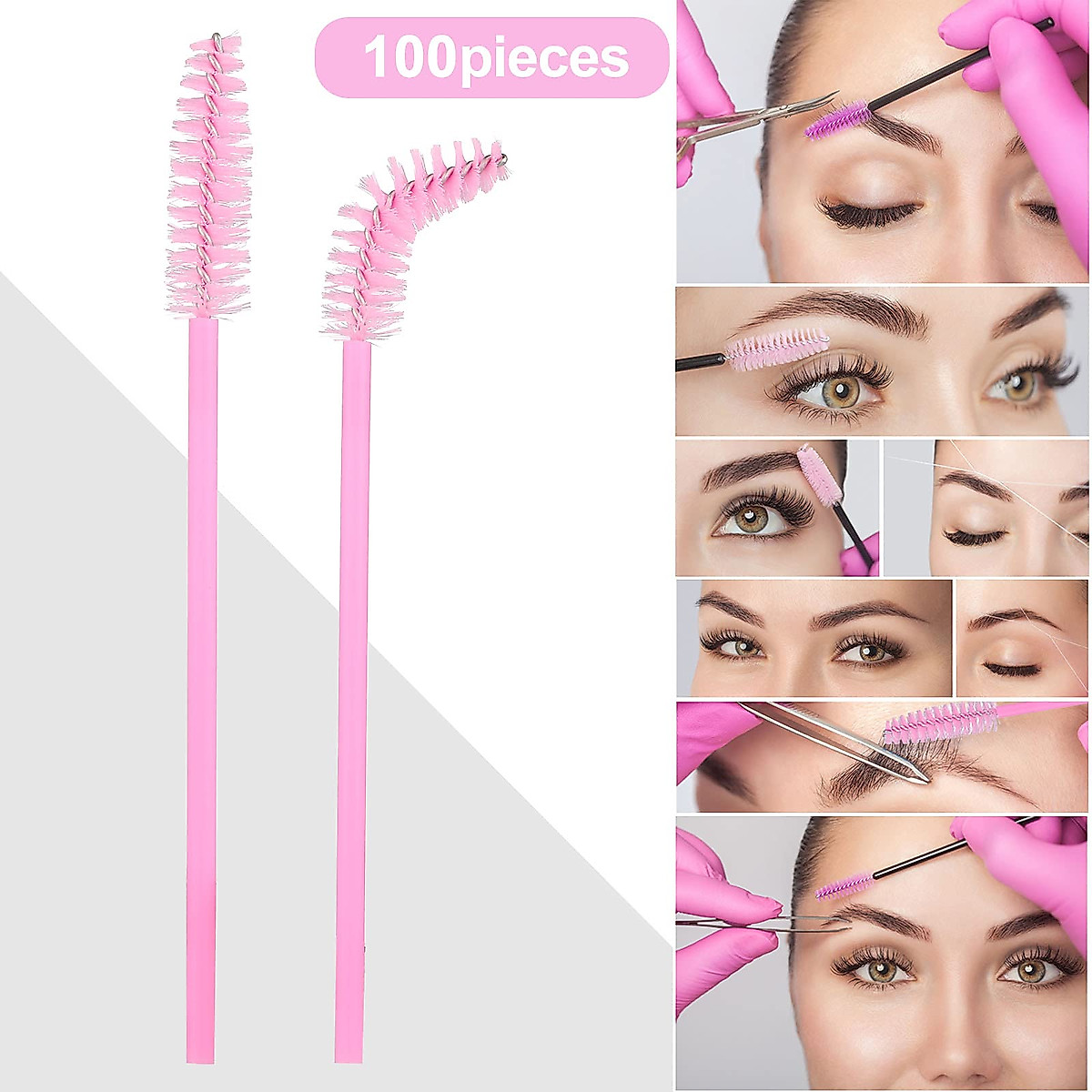 Honoson Eyelash Extension Supplies, USB Air Conditioning Blower, 2 Straight and Curved Tweezers,100 Disposable Mascara, 50 Glue Ring Holder, 2 Tapes, 10 Pairs Under Eye Gel Pads (Pink)