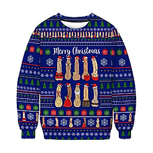 Mens Sweatshirts No Hood 3D Digital Print Crewneck Sweatshirt Ugly Christmas Jumper Sweater Printed Pullover