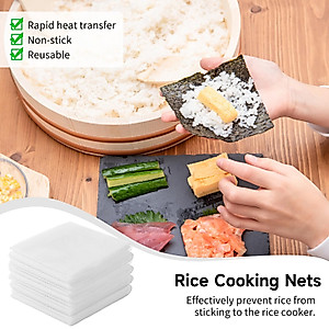 6 Pcs Rice Net, 43.3"×39.4" Sushi Rice Cooking Net, Non-Stick Fine Mesh Rice Cooker Napkins, Tetoron Rice Nets, Cooking Steam Cloths for Homes, Restaurants, Camping