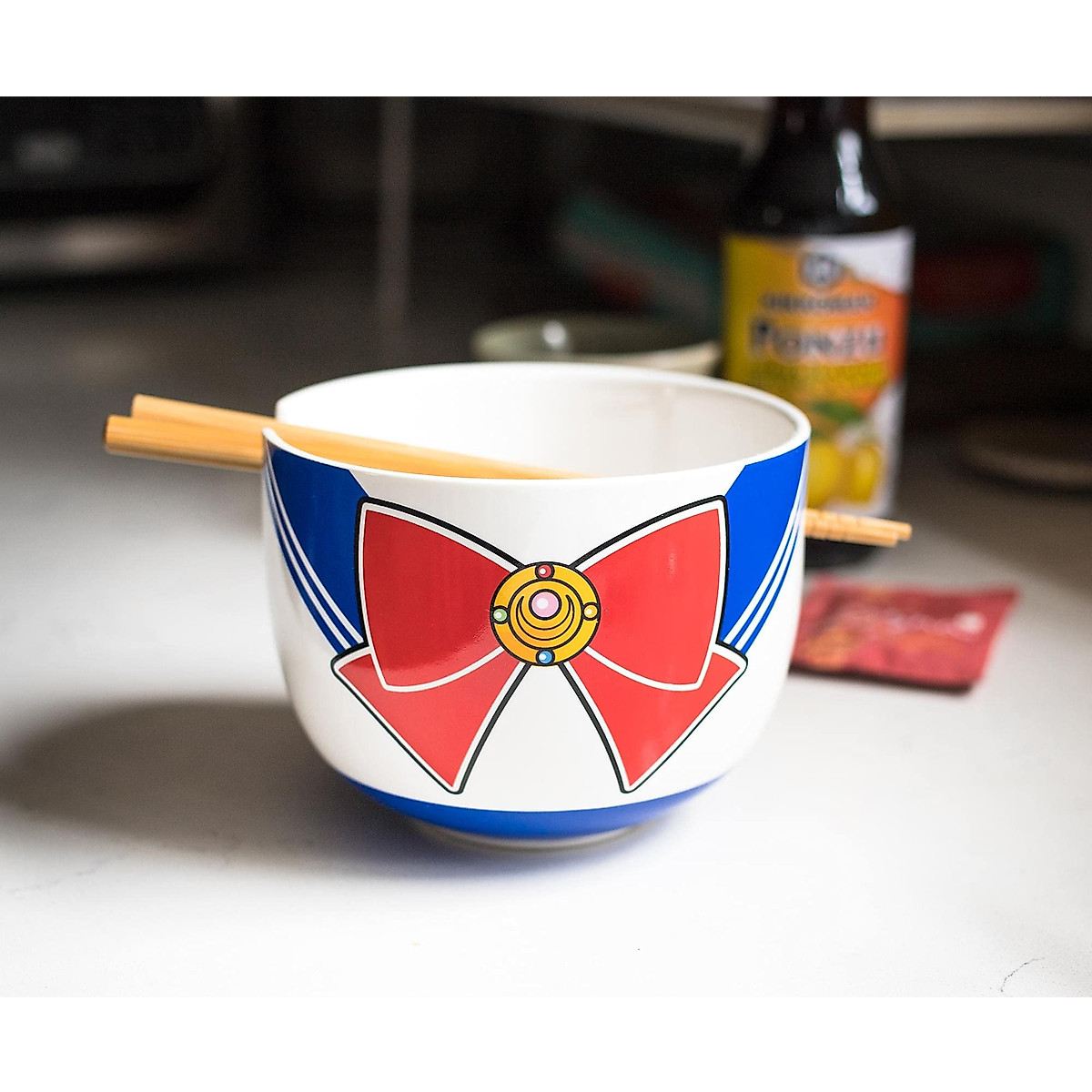 Sailor Moon Japanese Dinnerware Set | 16-Ounce Ramen Bowl, Chopsticks