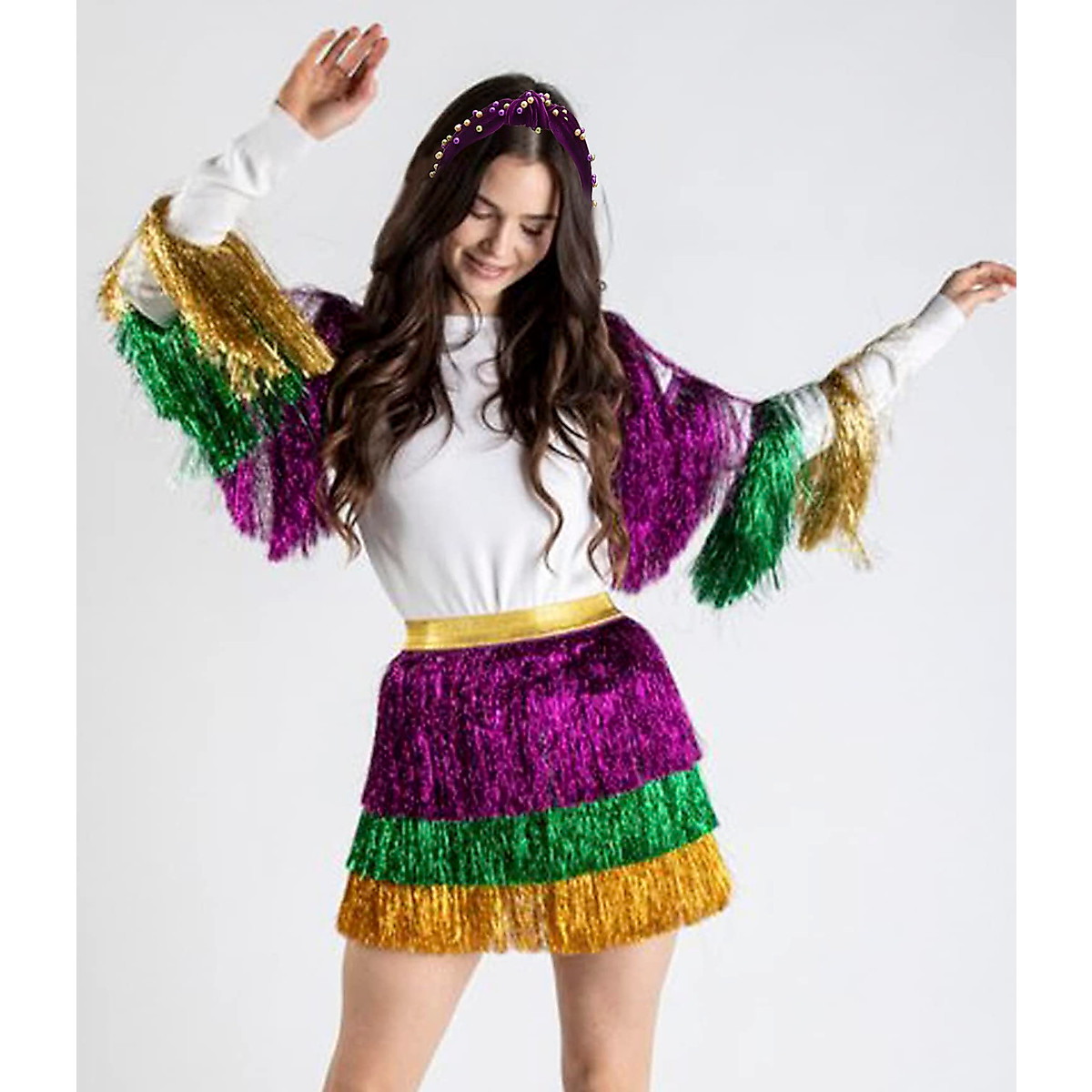 GLBCC Mardi Gras Headband Purple Crystal Jeweled Wide headband Festival Holiday Padded Hairband Carnival Party Hair Accessory (Mardi Gras purple Headband A)