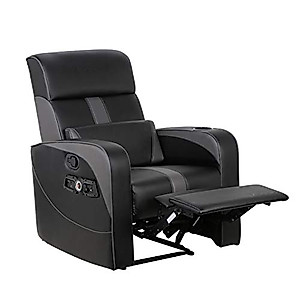 X Rocker Gamma Recliner Gaming Chair, 2.1 Bluetooth Audio System, Headrest Mounted Speakers, Built-in Footrest and Cupholder, 718001, 34.84" x 39.37" x 30.31", Black
