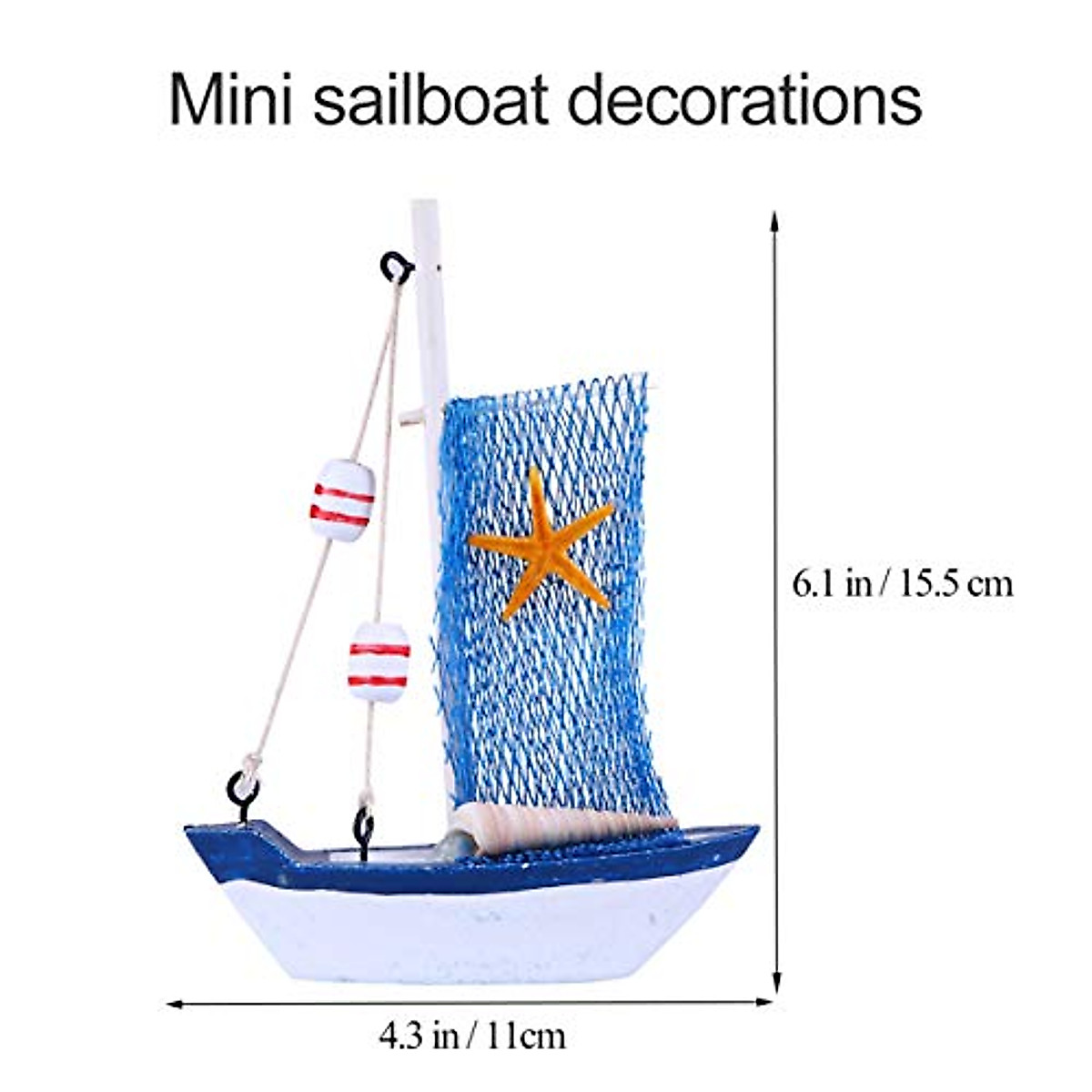 NUOBESTY 4pcs Wooden Mini Sailboat Model Miniature Sailing Boat Ships Nautical Sailboat Decorations for Nautical Beach Coastal Wedding Home Ornaments