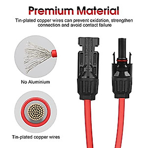 PAEKQ 10AWG Solar Extension Cable 3FT Extension Cable for Solar Panels 10 Gauge IP67 Waterproof Solar Panel Wire with Male and Female Connector,New Energy Extension Cable(3Feet Black+3Feet Red)